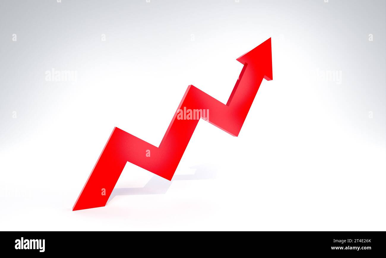 3d render red ascending arrow stepped background Stock Photo - Alamy