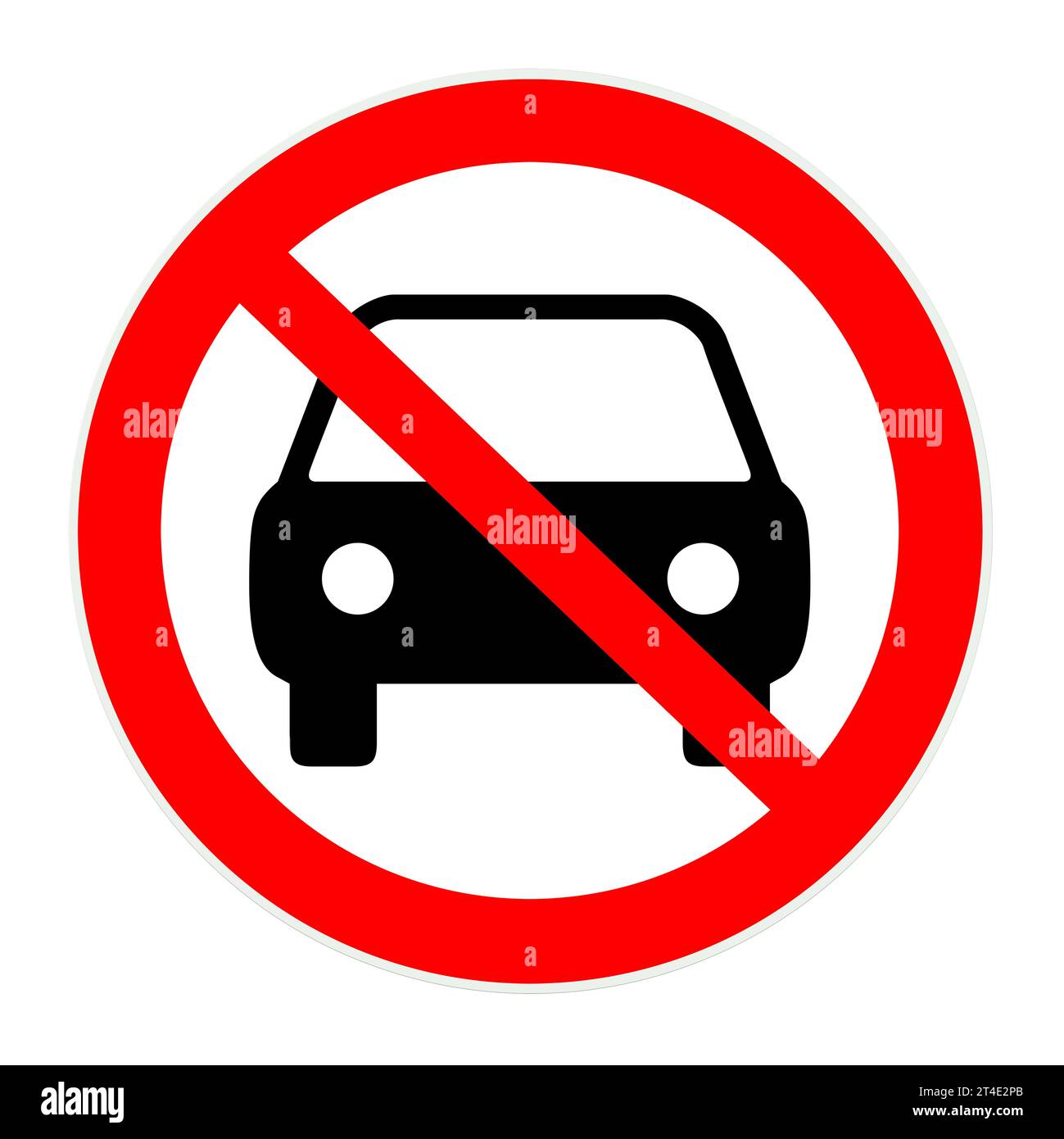 Prohibition sign with car, 2D illustration Stock Photo - Alamy