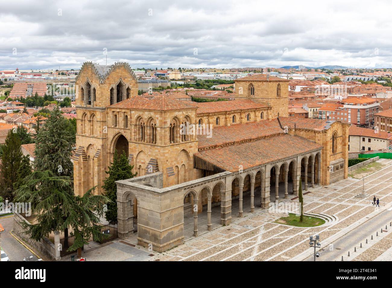 Avila (Spain) cityscape with Basilica of San Vicente romanesque ...