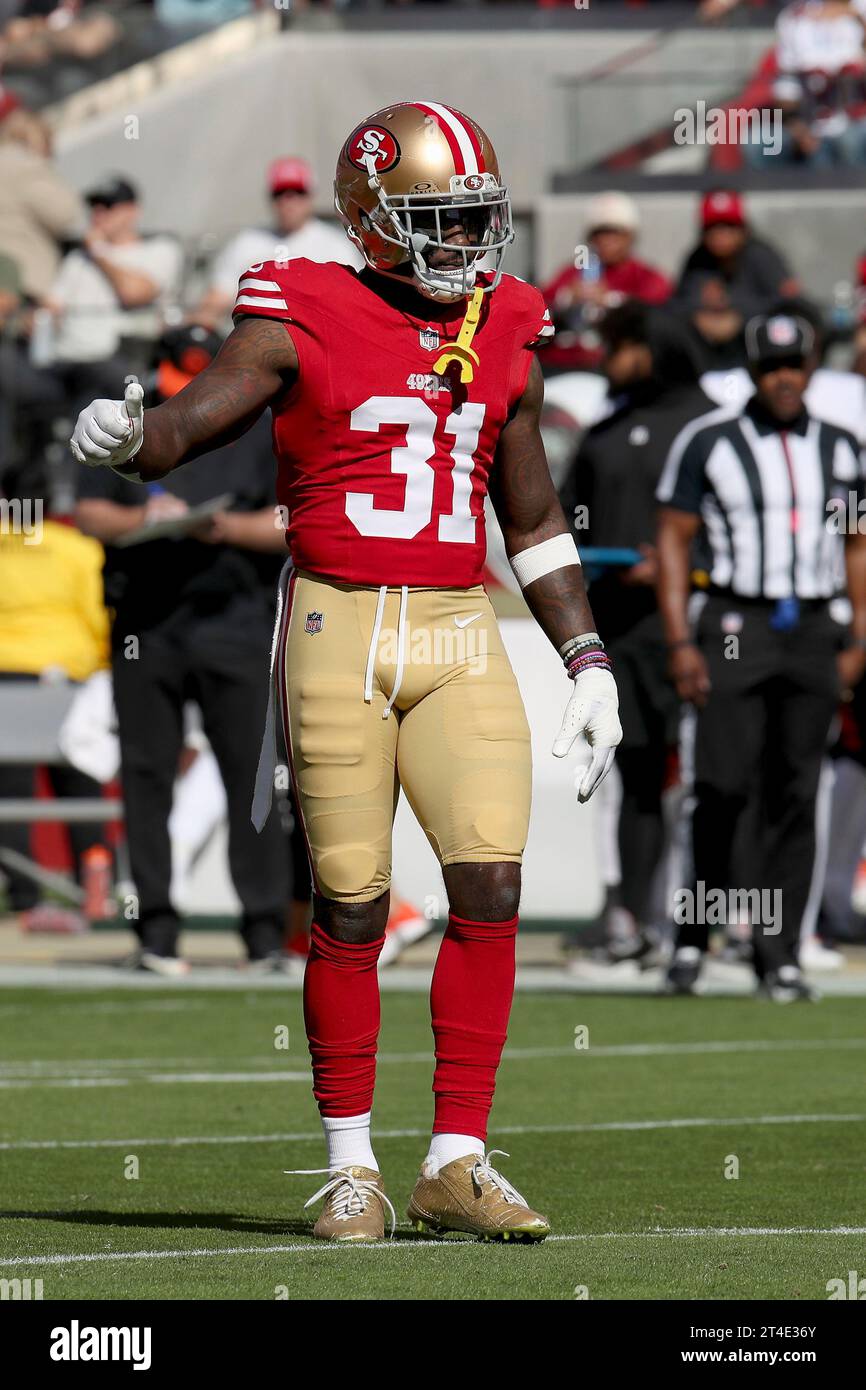 San Francisco 49ers safety Tashaun Gipson Sr. (31) signals during an ...