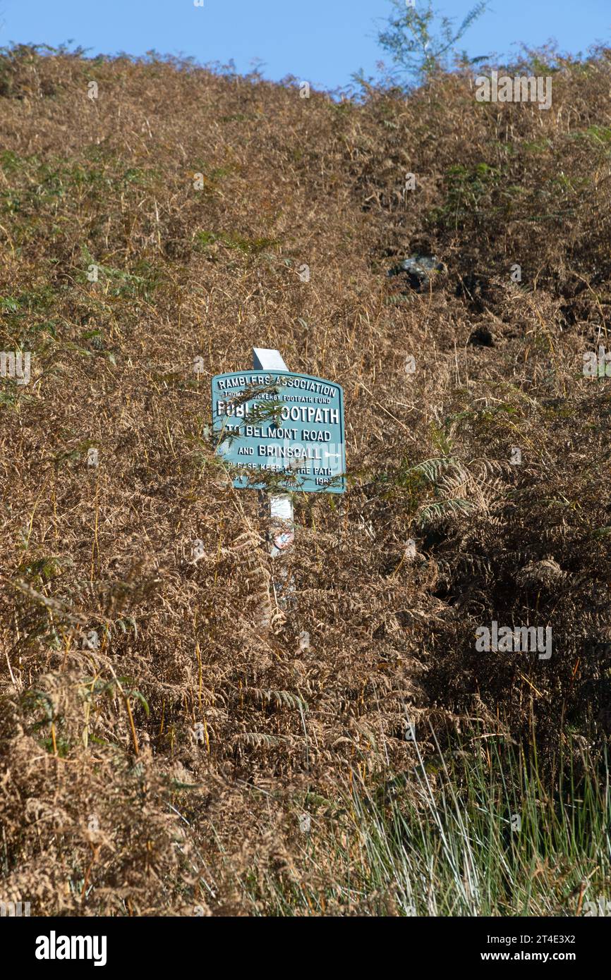 Cast iron footpath sign near White Coppice Lancashire England Stock ...