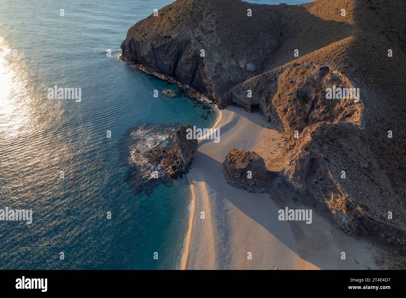 An aerial view of Los Muertos Beach in Almeria, Spain Stock Photo - Alamy