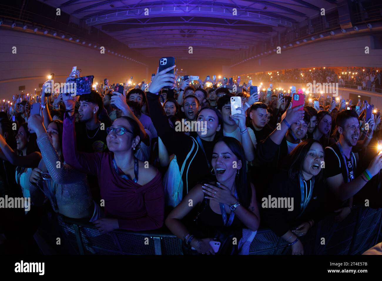 BARCELONA - OCT 29: Fans of Mora (trap singer from Puerto Rico) record ...