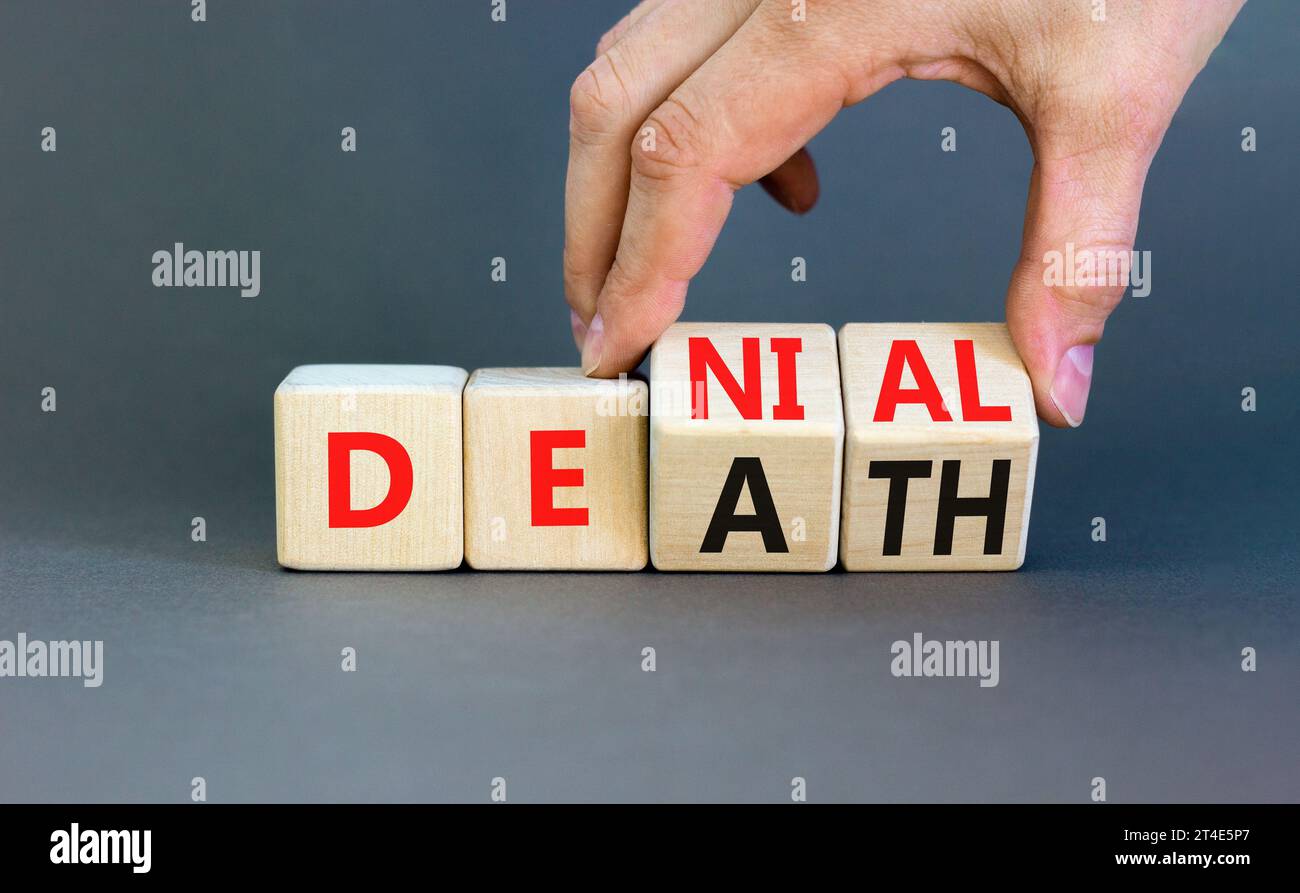 Denial death symbol. Concept words Denial Death on wooden block ...