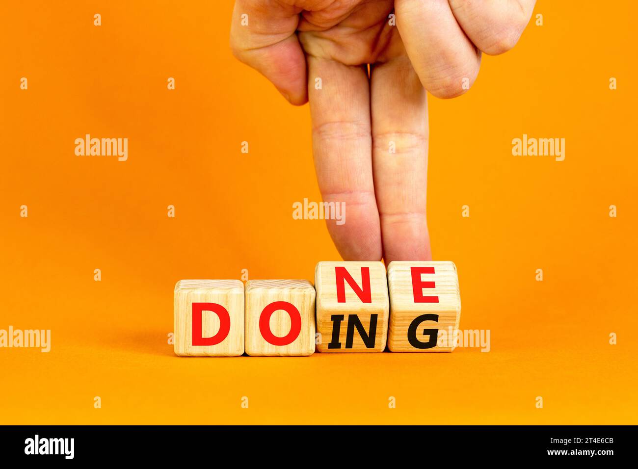 Doing and done symbol. Concept words Doing Done on wooden block ...