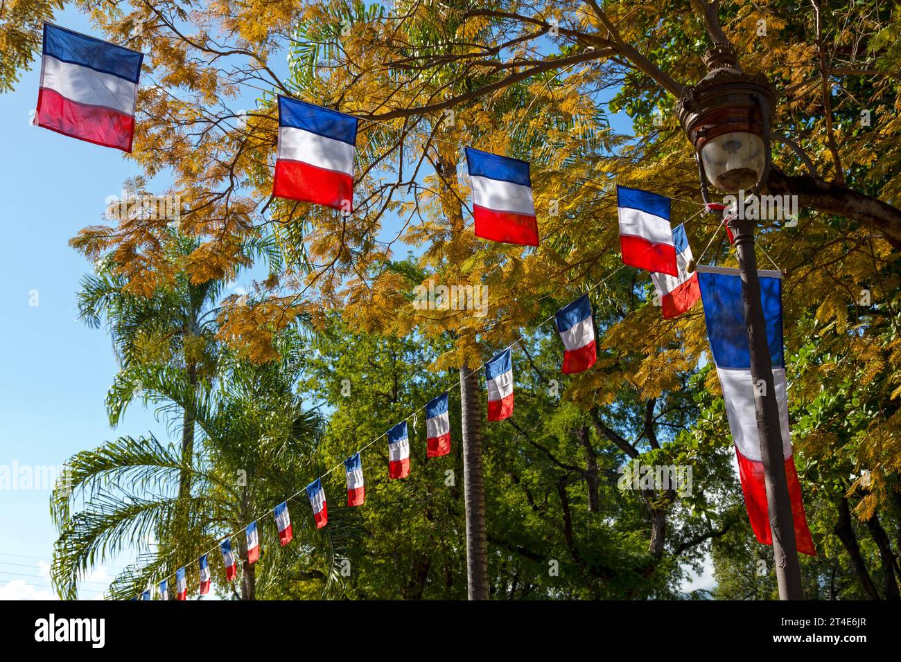 French bunting flags for VE Day Stock Photo - Alamy