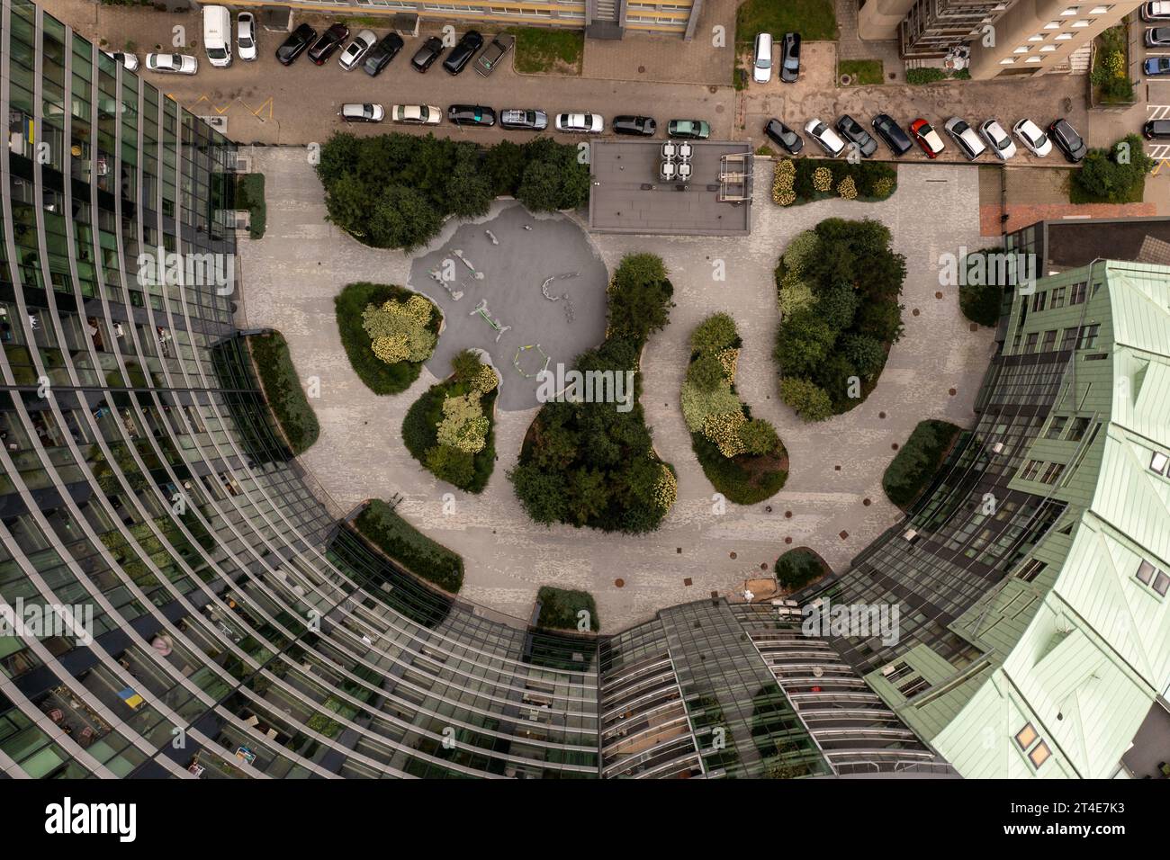 Drone photography of residential semi circular building and its ...