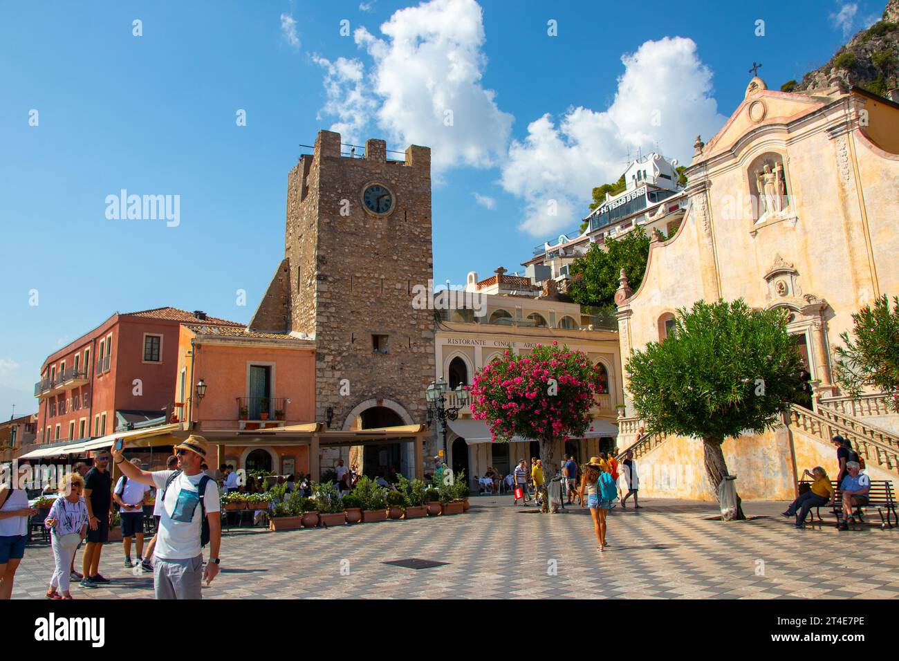 Sicily, Taormina, Italy - 28 September 2023. City views, facades ...