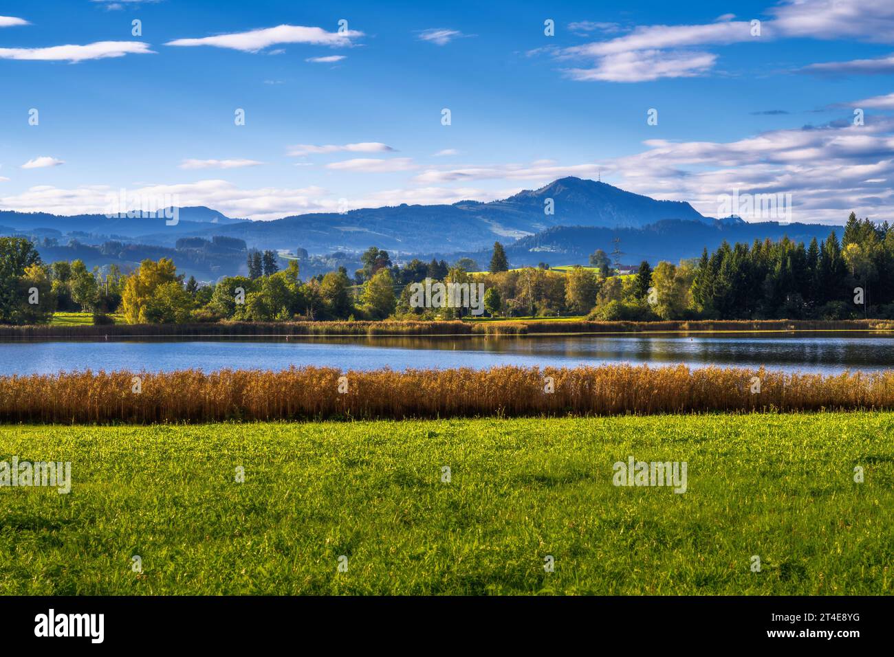 The idyllic lake Sulzberg in the alps of Allgäu (Bavaria, Germany Stock ...