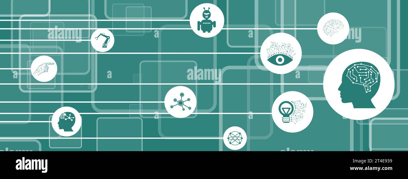 Concept of artificial intelligence with connected icons Stock Photo - Alamy