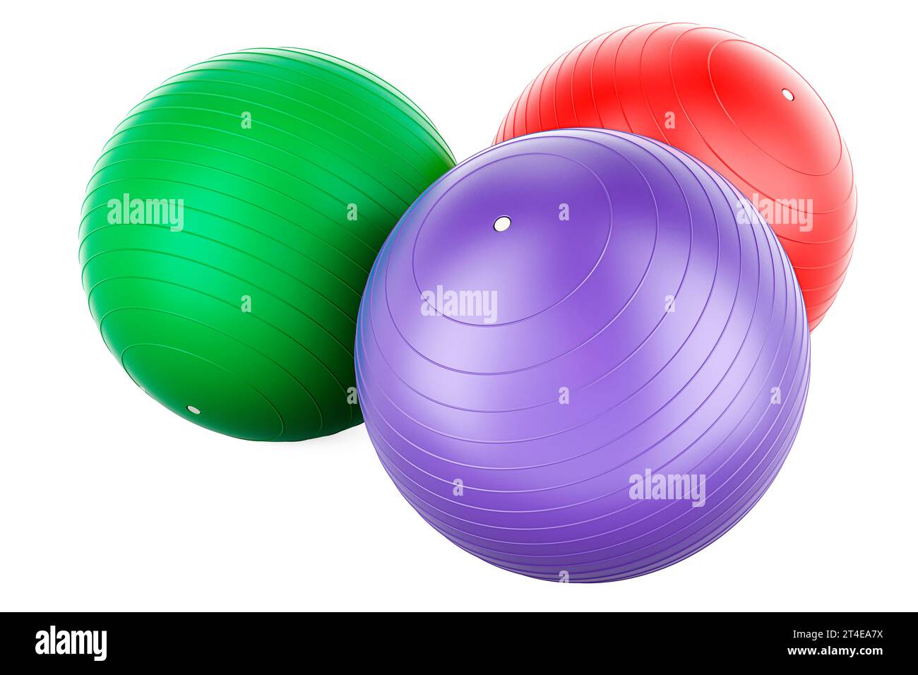 Set of Fitballs, Yoga Balls, Exercise Balls. 3D rendering isolated on ...