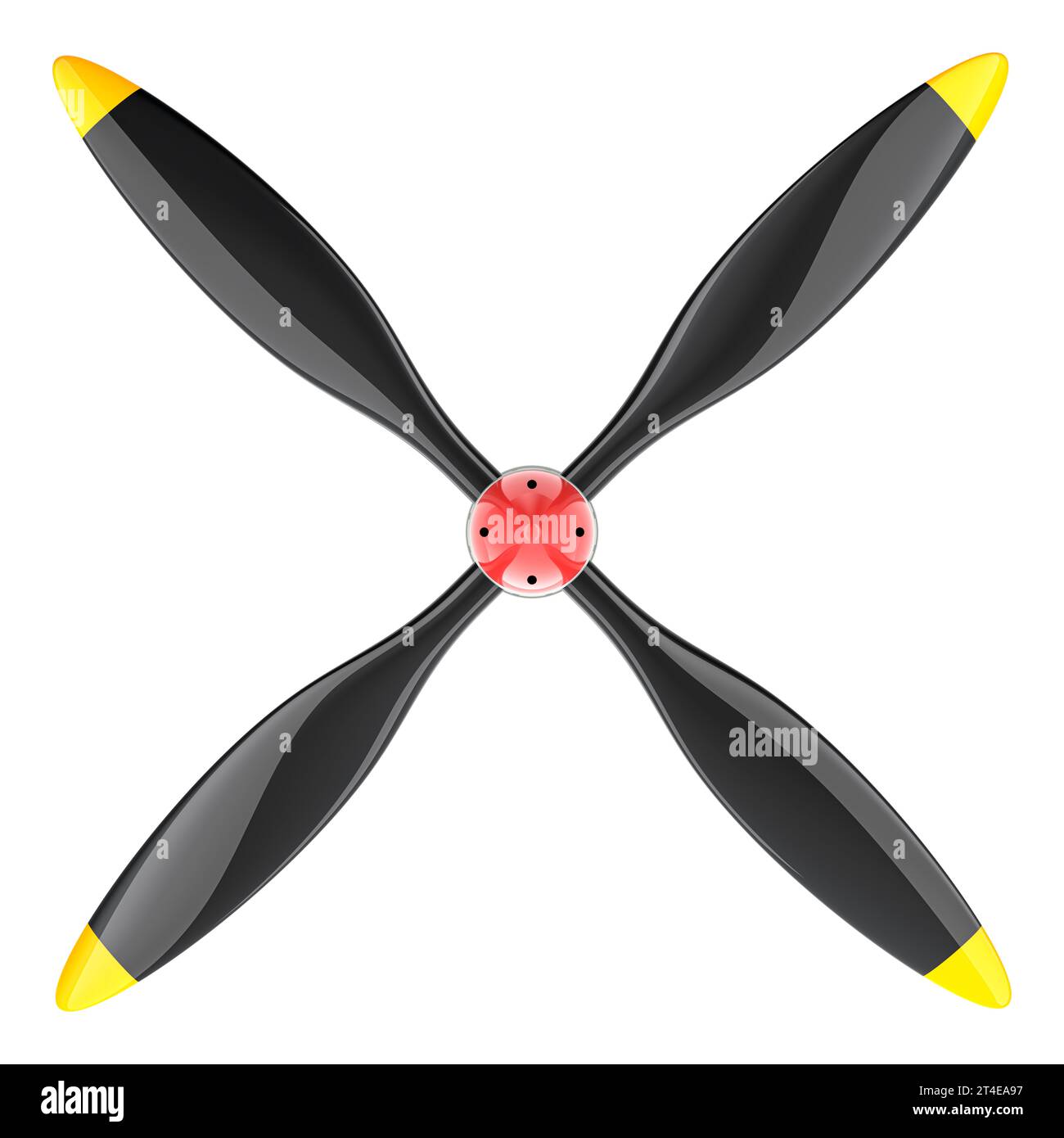 Airplane propeller with 4 blades, 3D rendering isolated on white ...