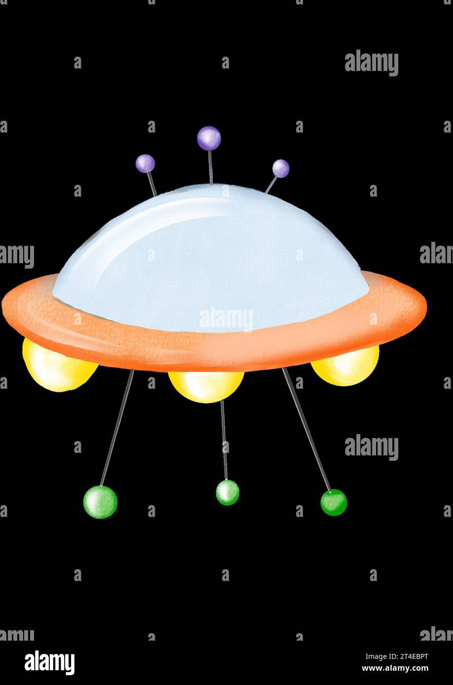 cartoon spaceship illustration. for printing on T-shirts, children's ...