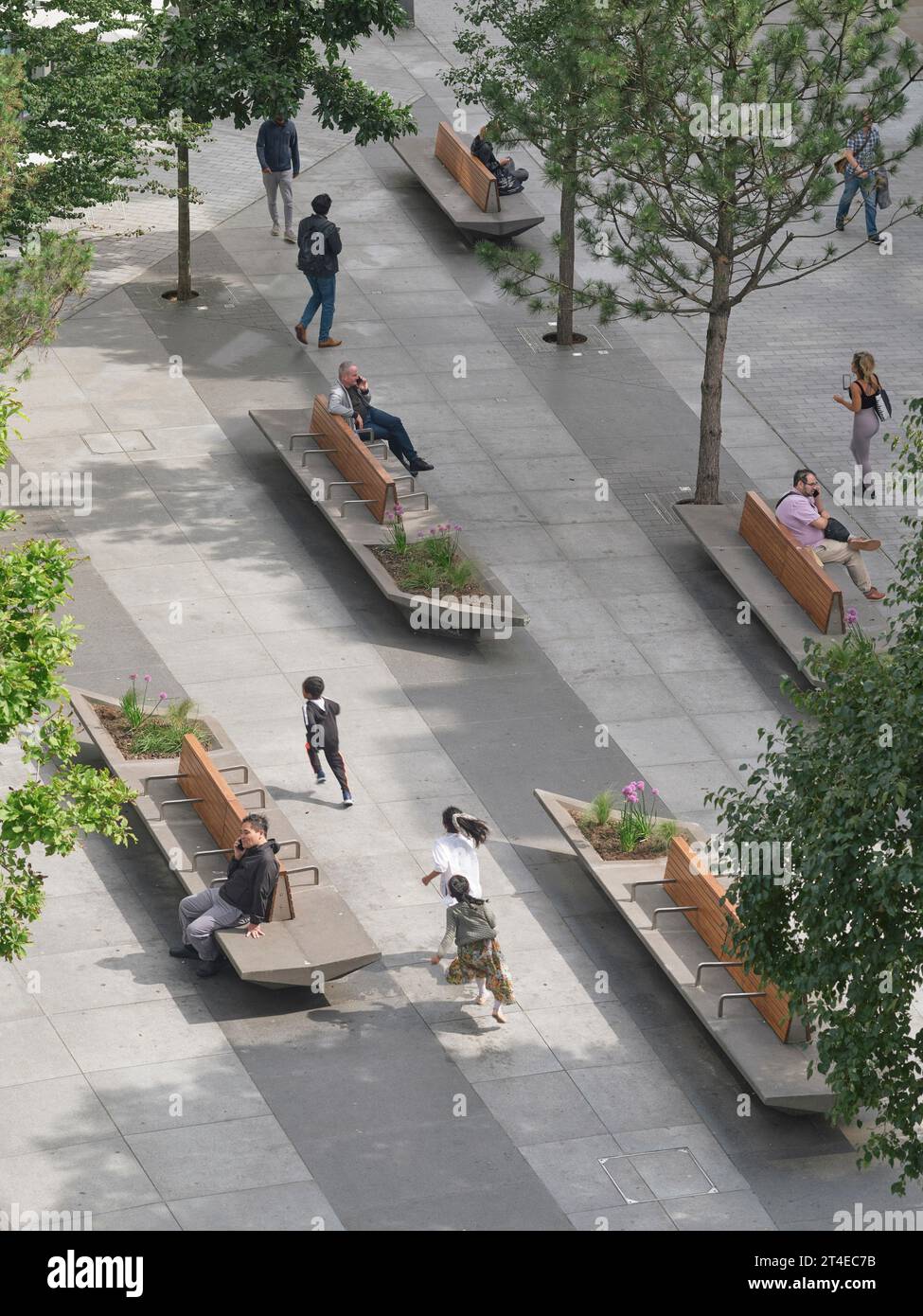 Elevated view of newly created public realm. St Giles Square, London ...
