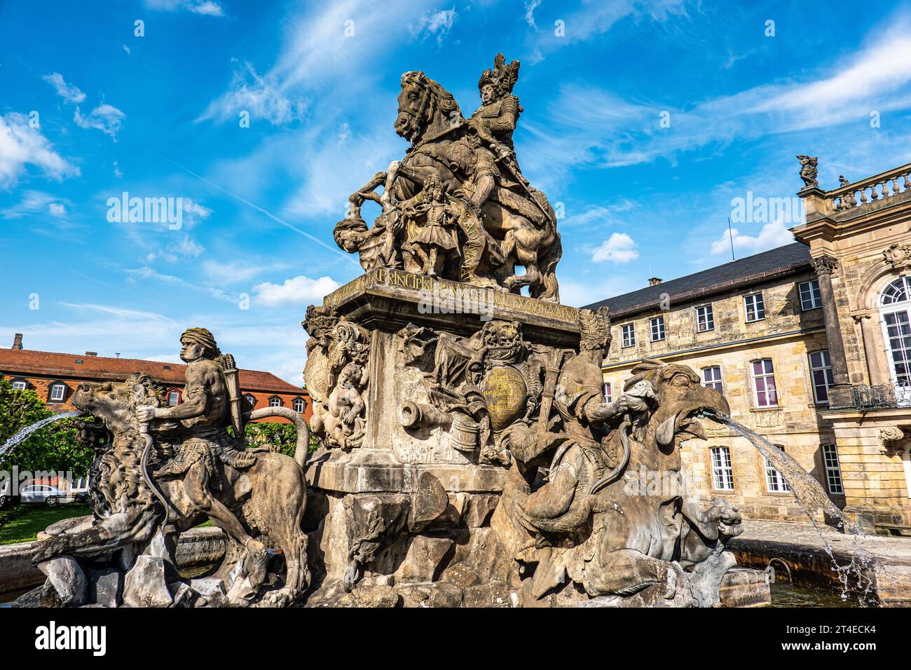 The Neues Schloss, New Palace and the Margrave Fountain in Bayreuth ...