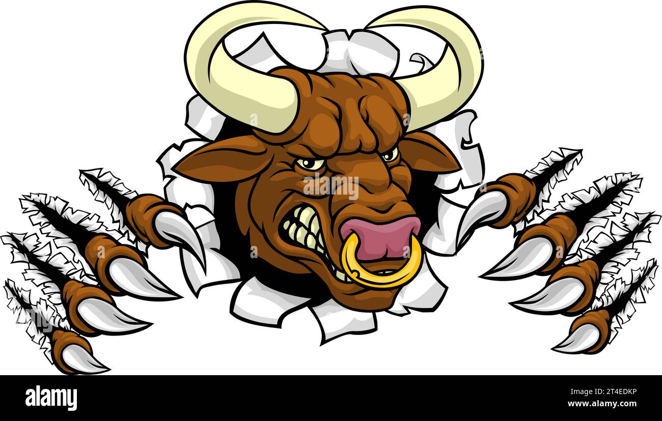 Bull Minotaur Longhorn Monster Cow Mascot Cartoon Stock Vector Image ...