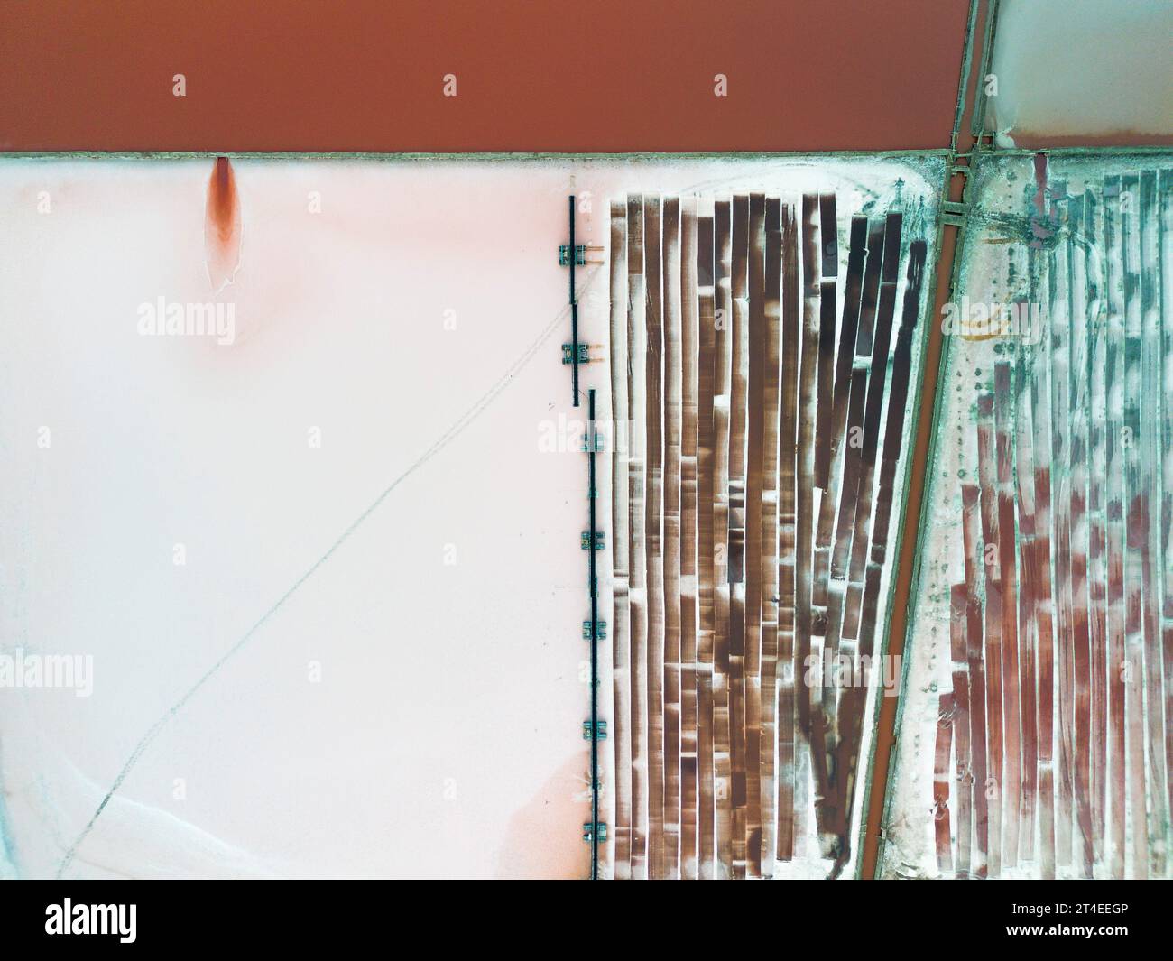 Salt Production line with machines extracting and transporting salt on ...