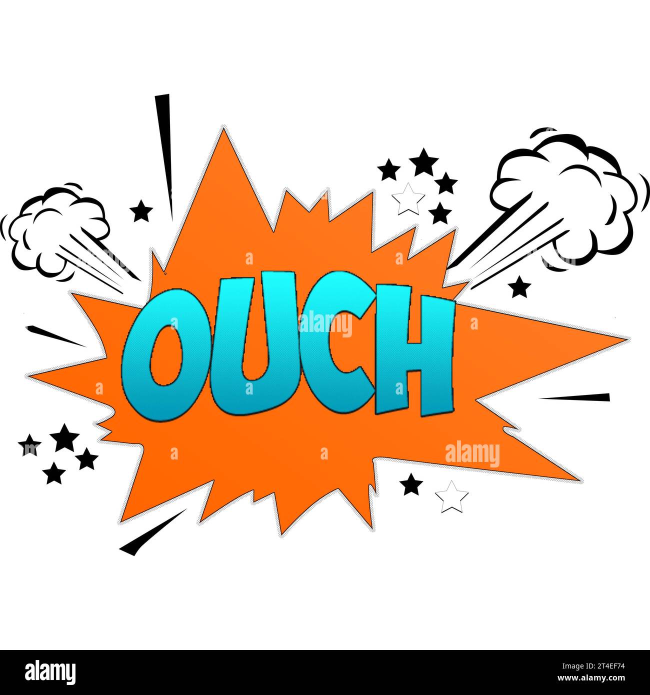 Ouch sound comic book, pop style dotted. Vector cloud halftone ouch pop ...