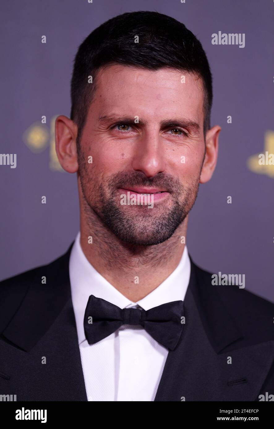 Novak Djokovic arrives on the red carpet for the Ballon d’Or ceremony ...