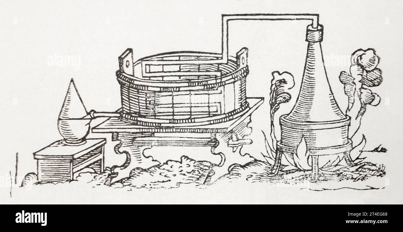 16th c. French apothecary's barrel distillation apparatus from Gaulther ...