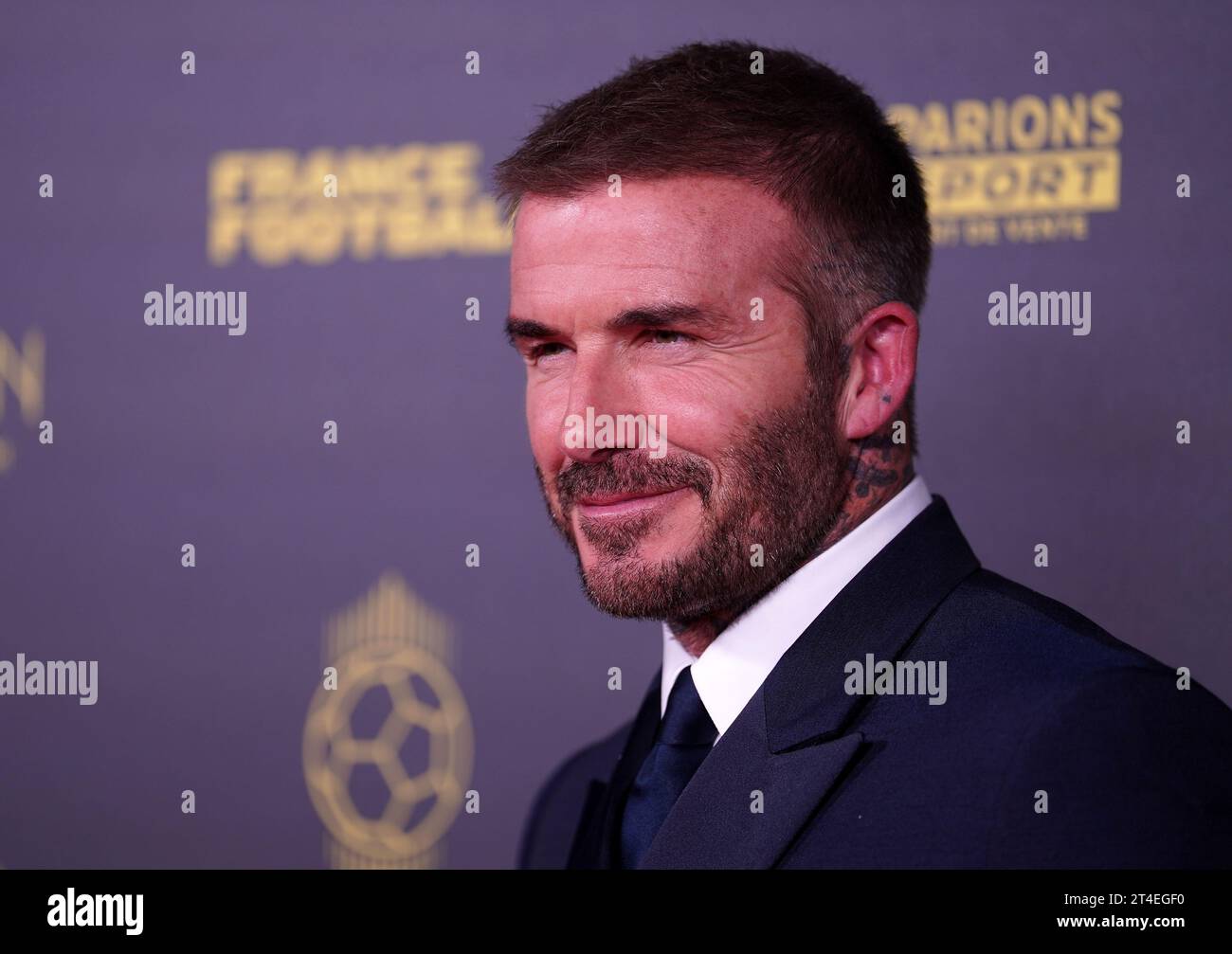 David Beckham arrives on the red carpet for the Ballon d’Or ceremony at ...
