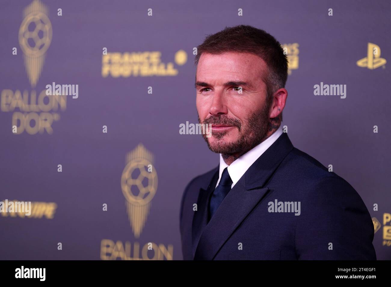David Beckham arrives on the red carpet for the Ballon d’Or ceremony at ...