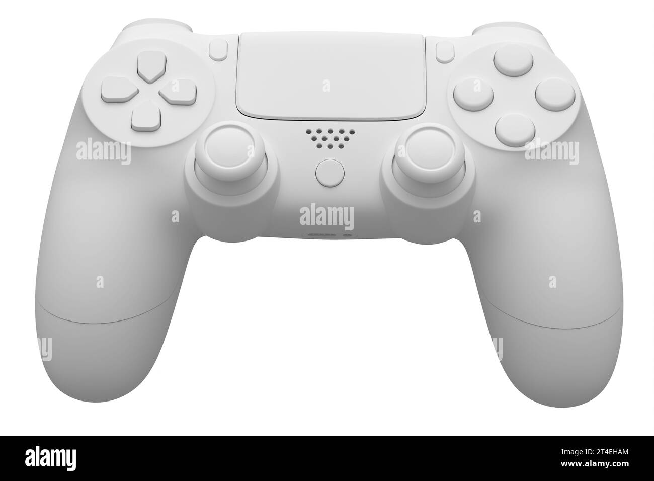 Realistic video game joystick on white monochrome background. 3D render ...