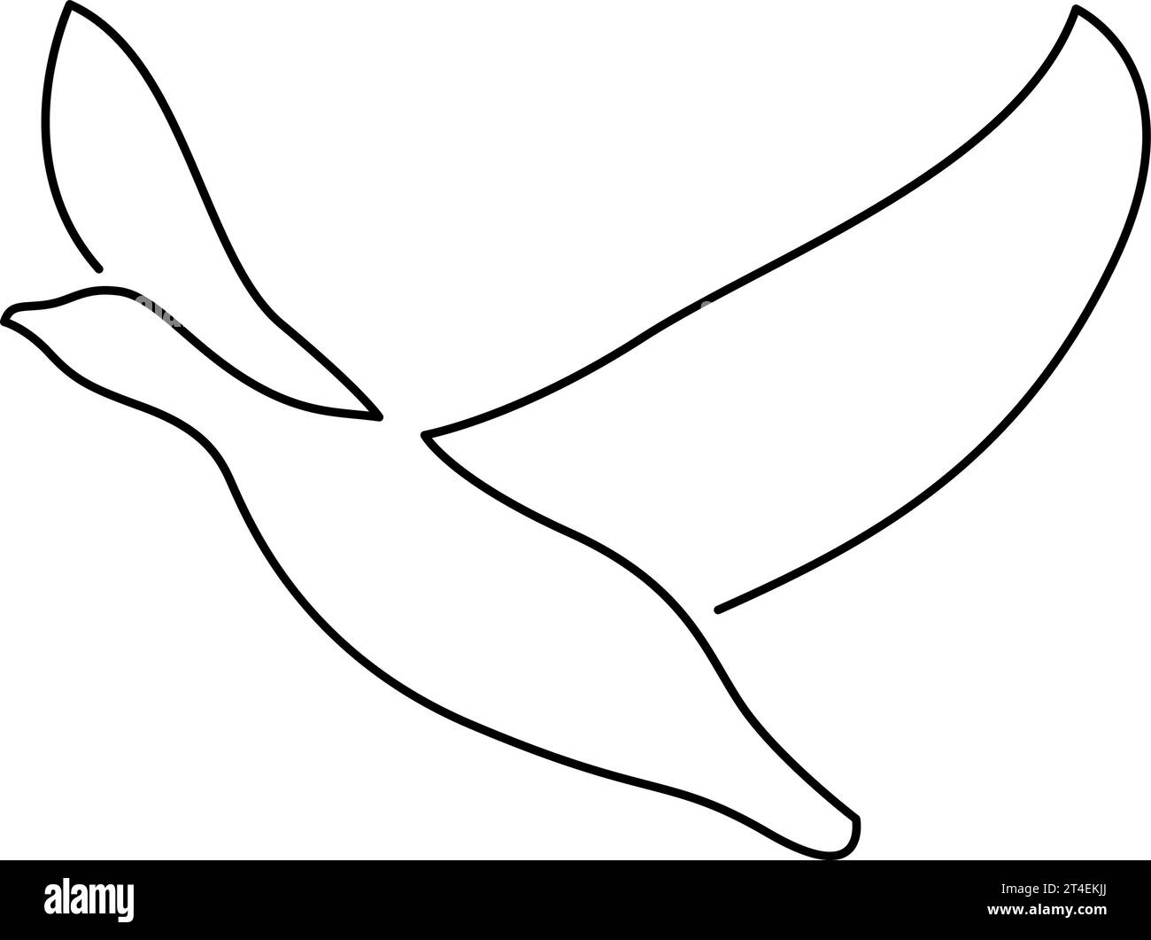 One line goose flies design silhouette. Hand drawn minimalism style vector illustration Stock ...