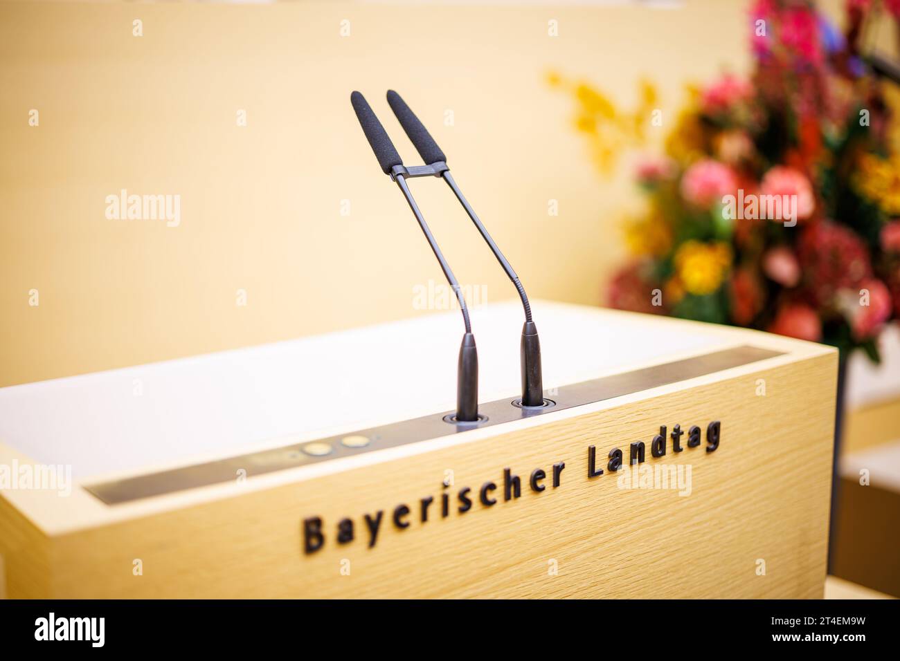 Munich, Germany. 30th Oct, 2023. The lettering "Bayerischer Landtag ...