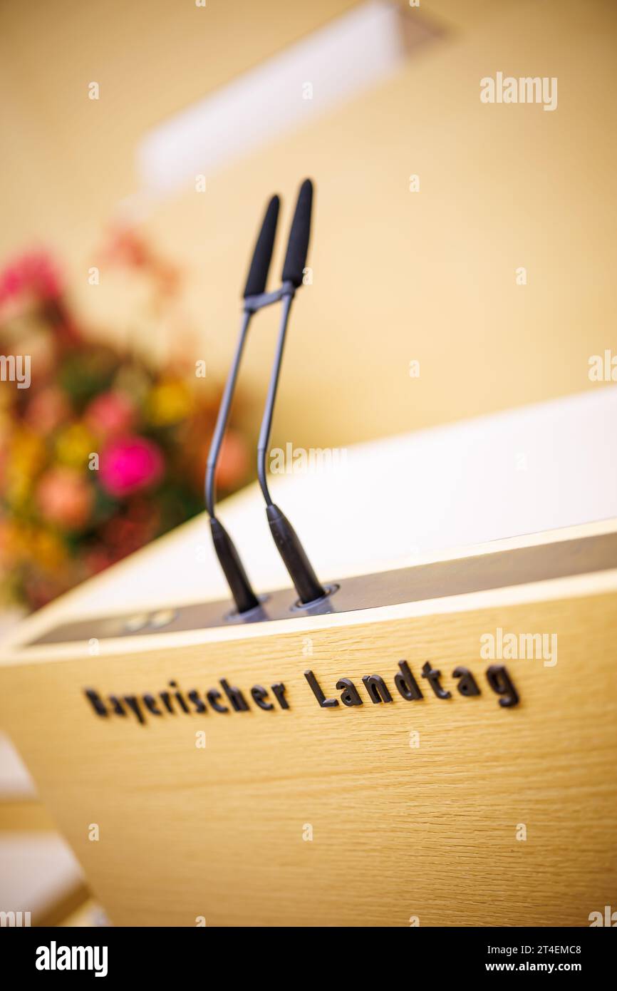 Munich, Germany. 30th Oct, 2023. The lettering "Bayerischer Landtag ...