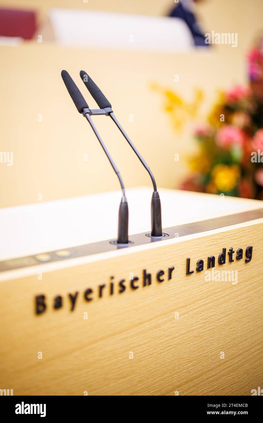 Munich, Germany. 30th Oct, 2023. The lettering "Bayerischer Landtag ...