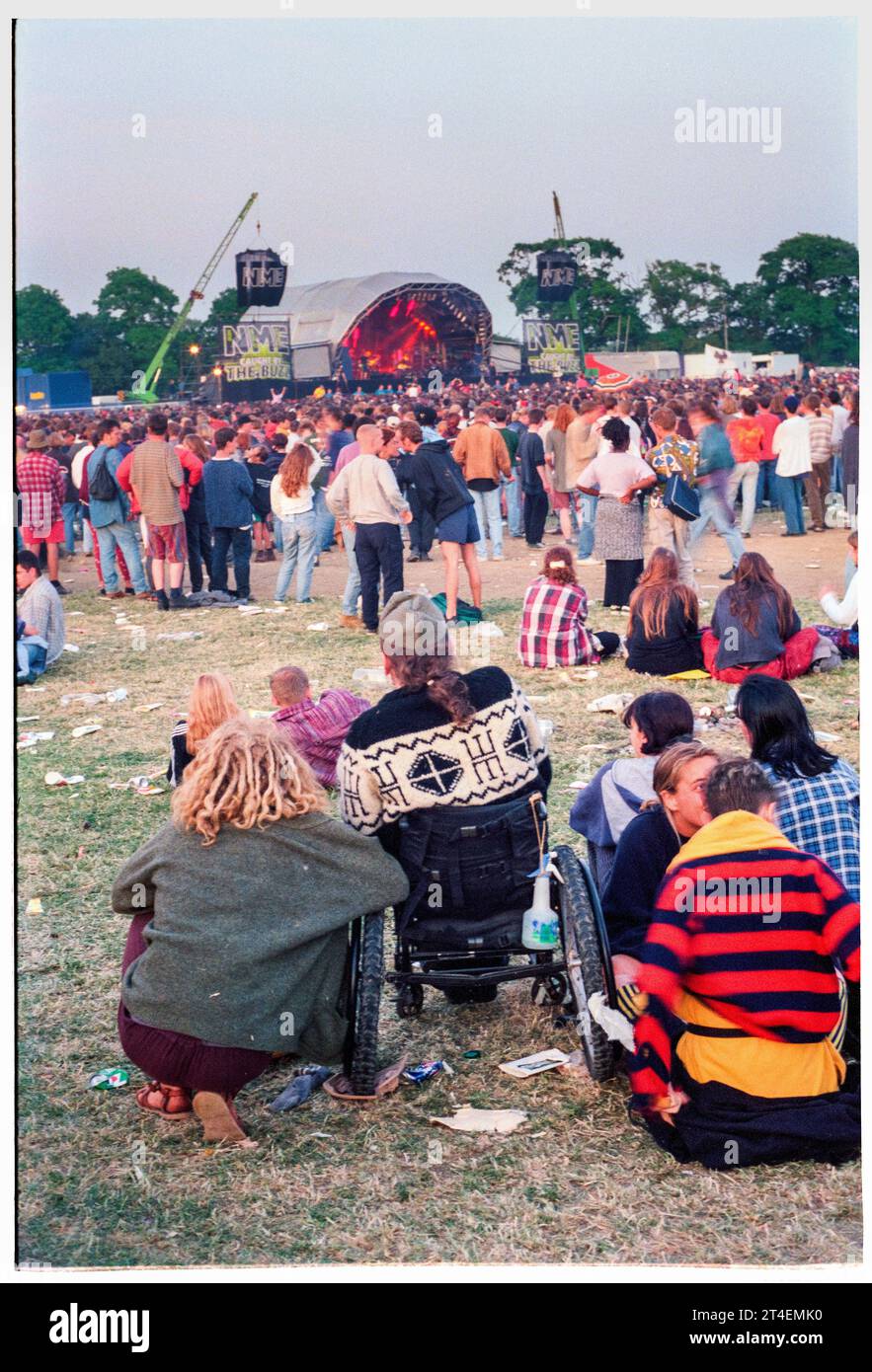 GLASTONBURY FESTIVAL, 1995: A wheelchair fan at the second NME Stage ...