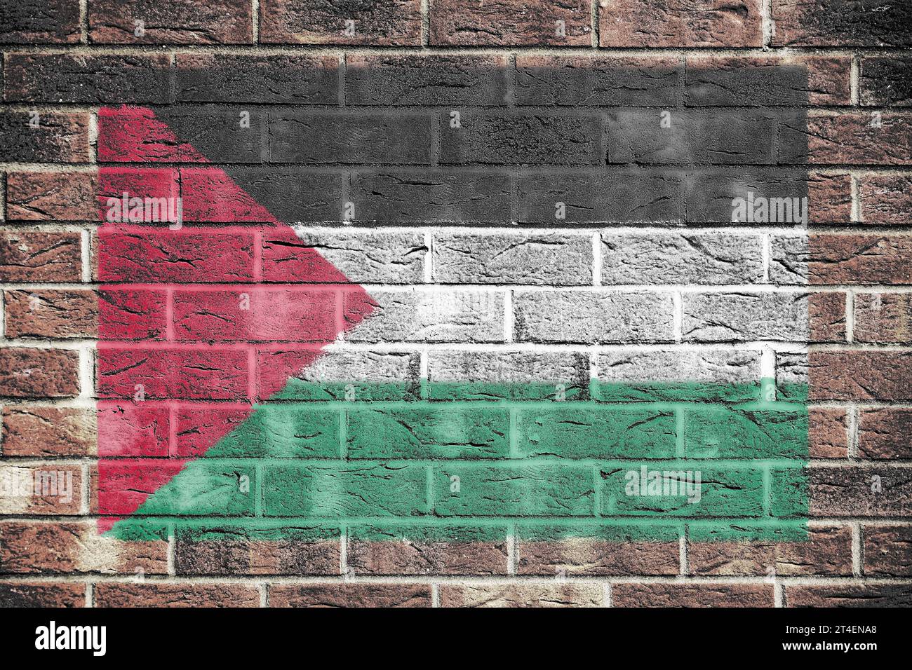 Palestine flag on old brick wall background Stock Photo - Alamy