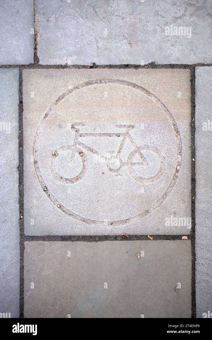 Cycle Lane Sign in Pavement in Bristol Somerset England UK Stock Photo ...