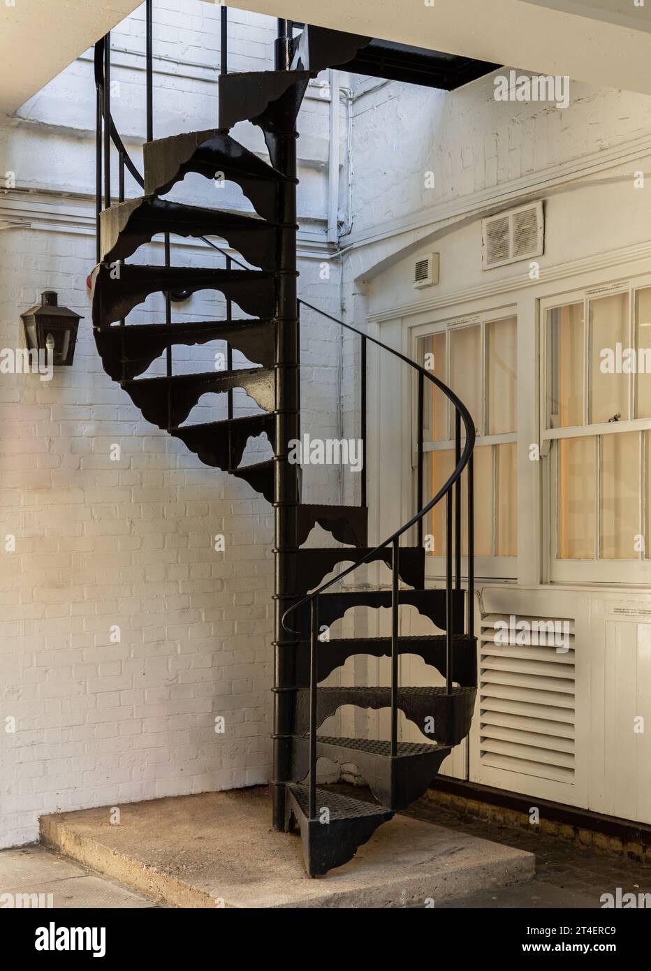 London, UK - Oct 24, 2023 - Vertical view of Black metal spiral ...