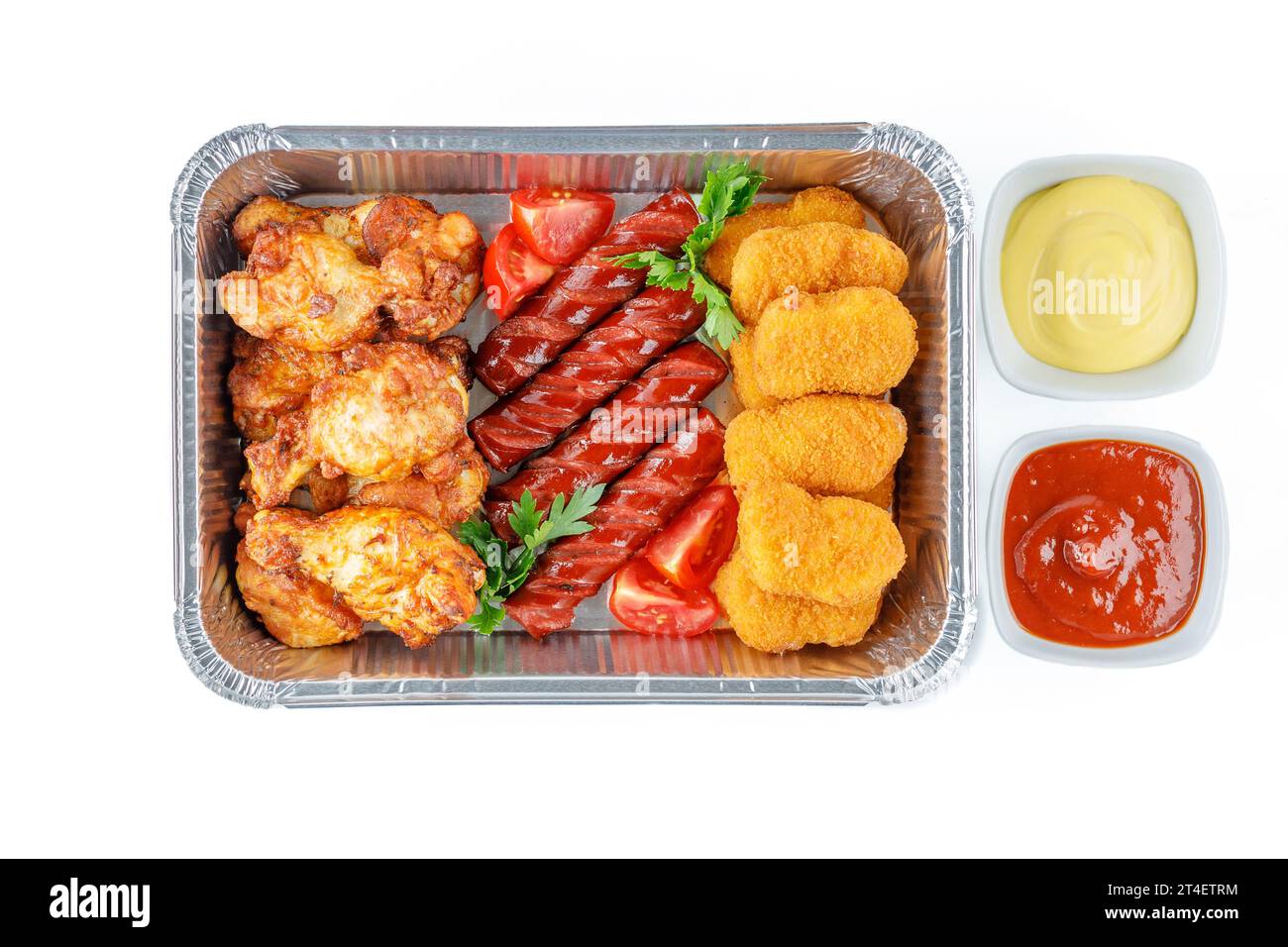 snacks for beer: bruschetta, chicken wings, hunting sausages, chicken ...