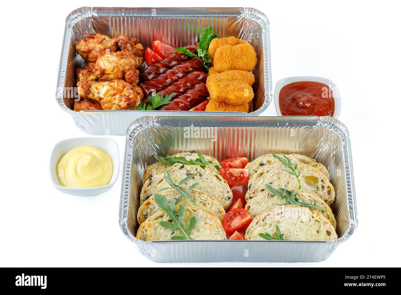 snacks for beer: bruschetta, chicken wings, hunting sausages, chicken ...