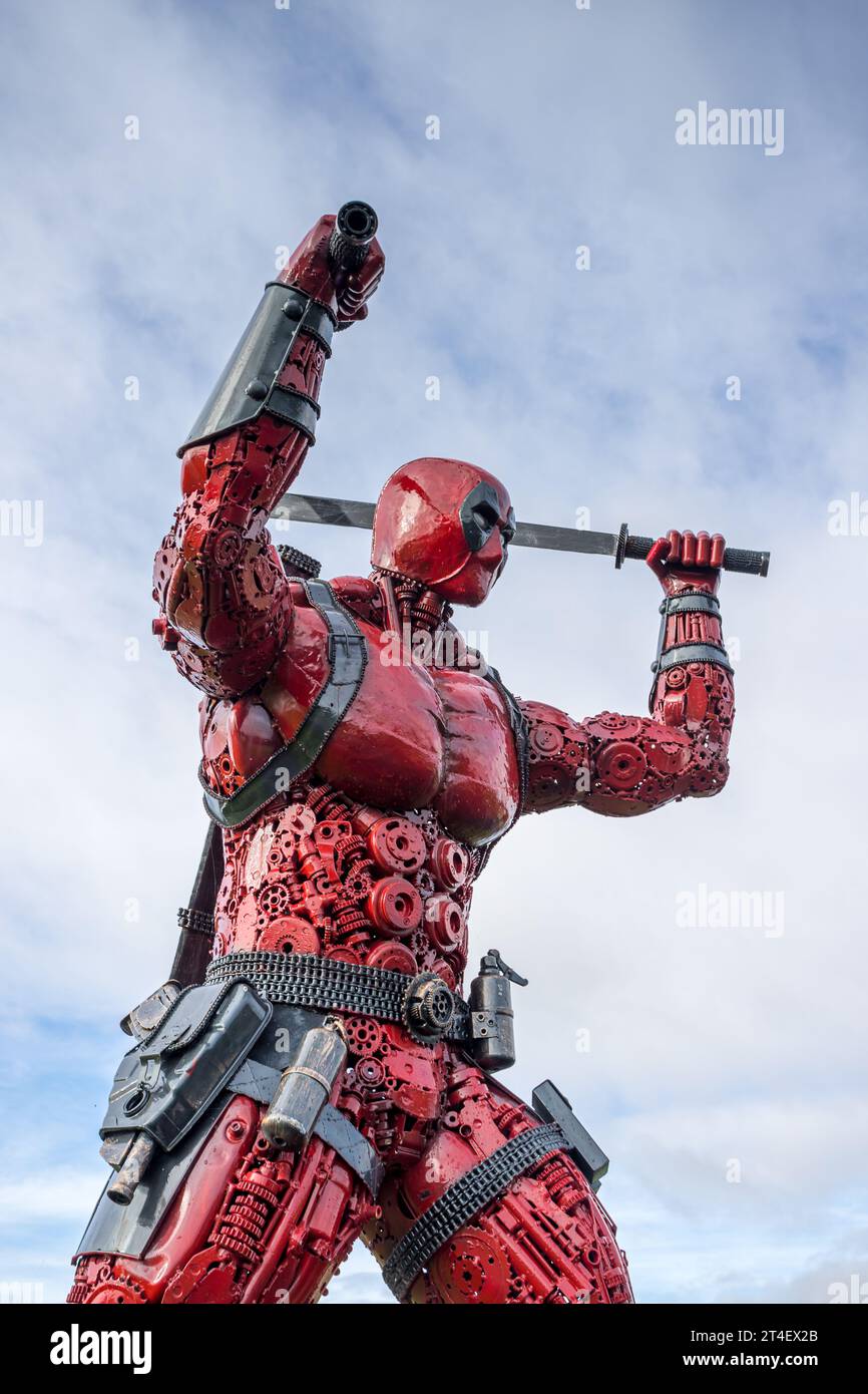 Deadpool sculpture pictured at the Shropshire Sculpture Park on 21 ...