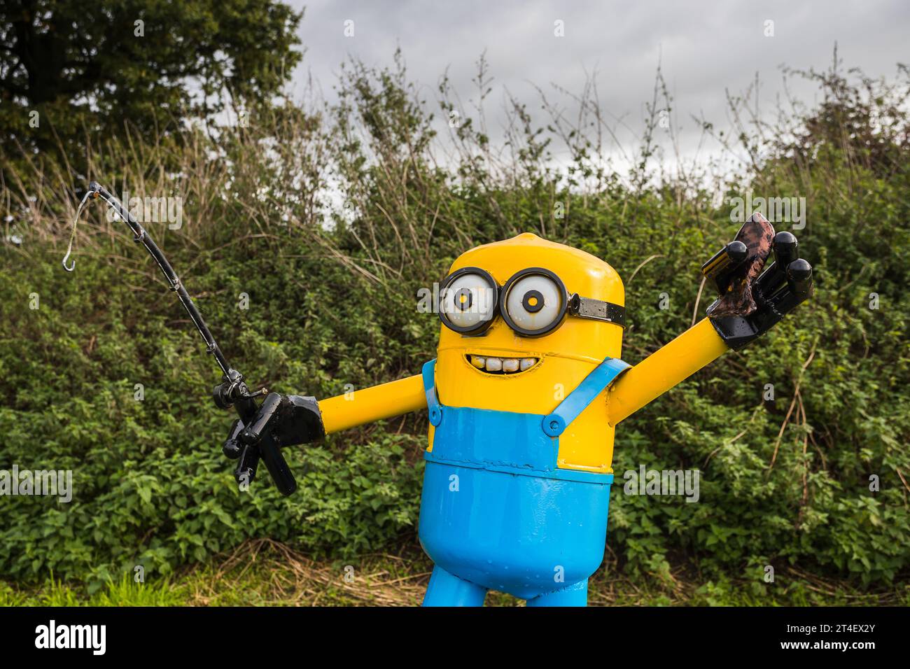 Fishing Minion sculpture pictured at the Shropshire Sculpture Park on ...