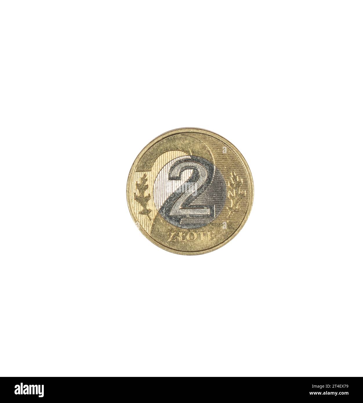a front view of 2 coin of Polish Zloty Stock Photo - Alamy