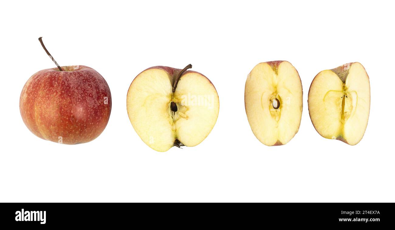 cutting an apple in sequence on a transparent background Stock Photo ...