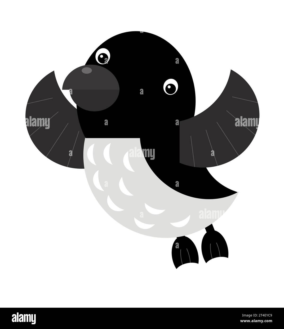 cartoon scene with flying bird little auk isolated on white background ...