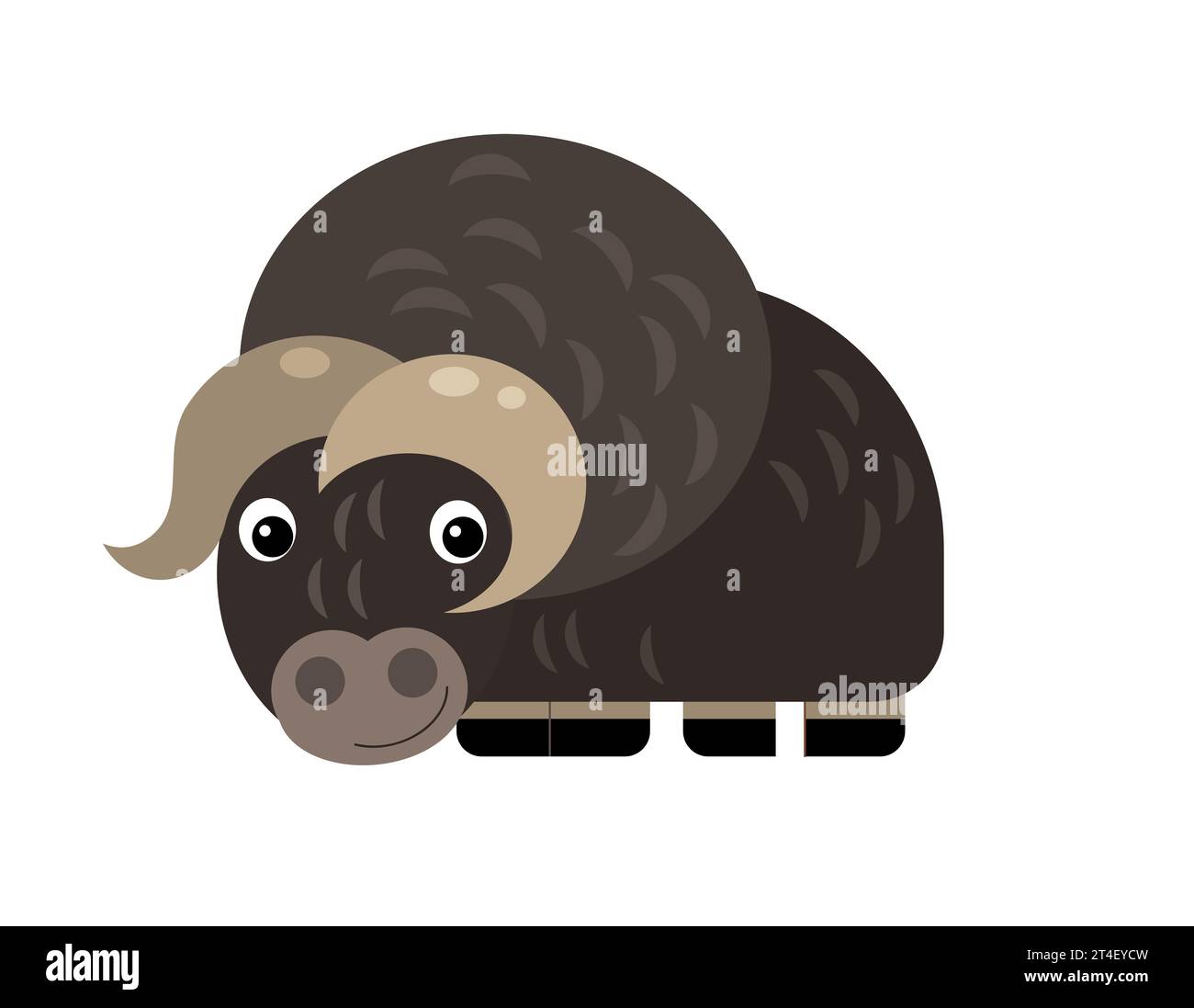 Cartoon happy farm animal cheerful musk ox isolated on white background ...