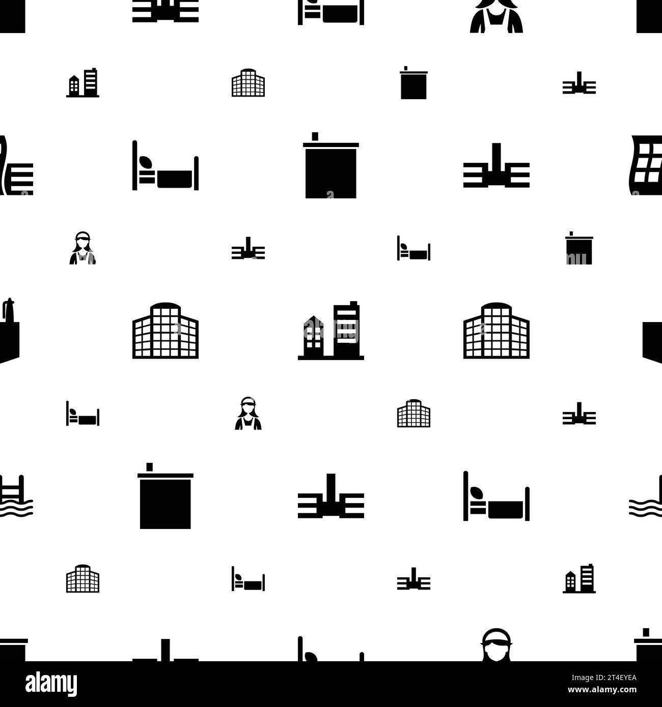 Hotel icons pattern seamless white background Vector Image Stock Vector ...