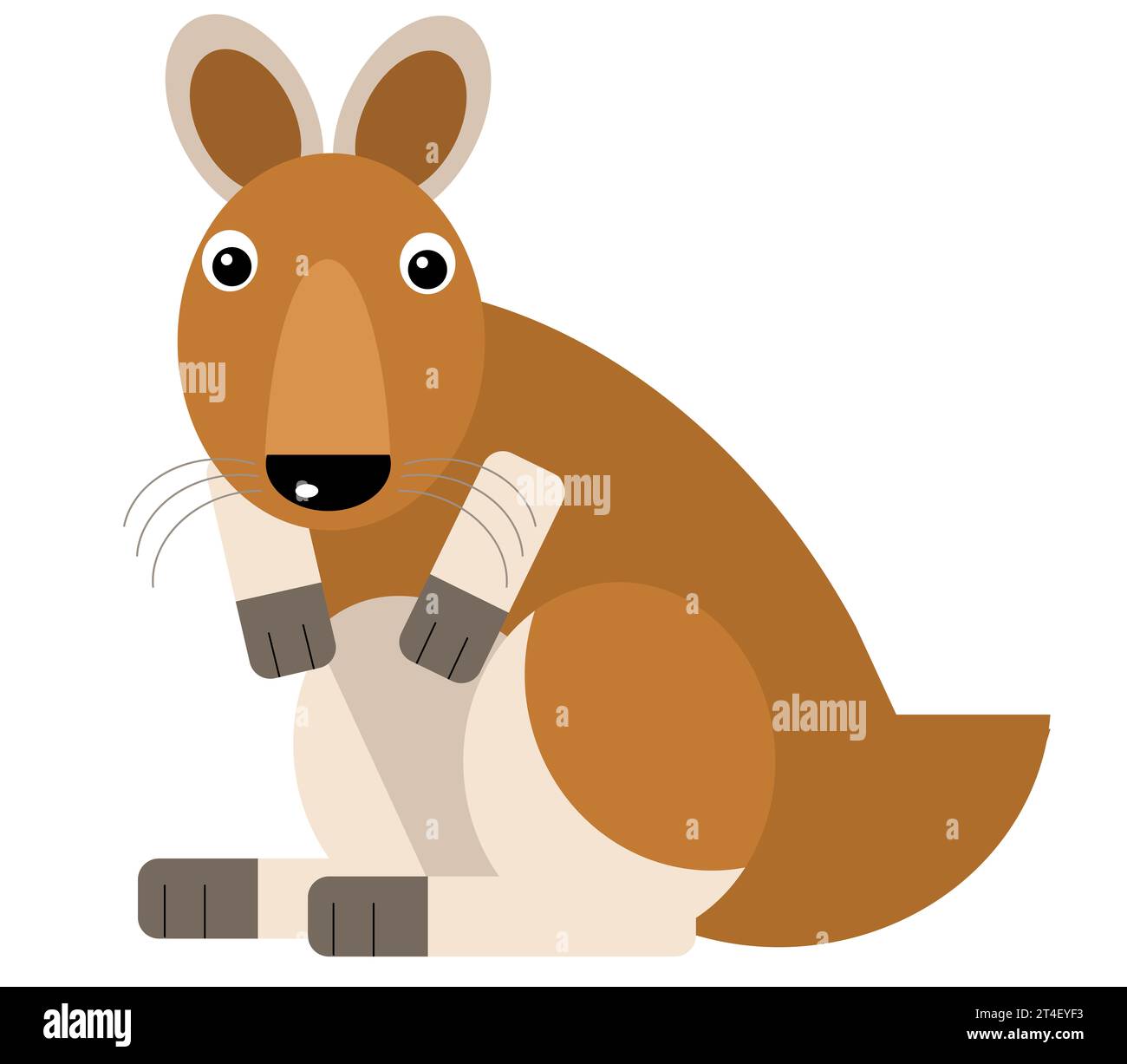 cartoon australian scene with happy and funny kangaroo on white ...