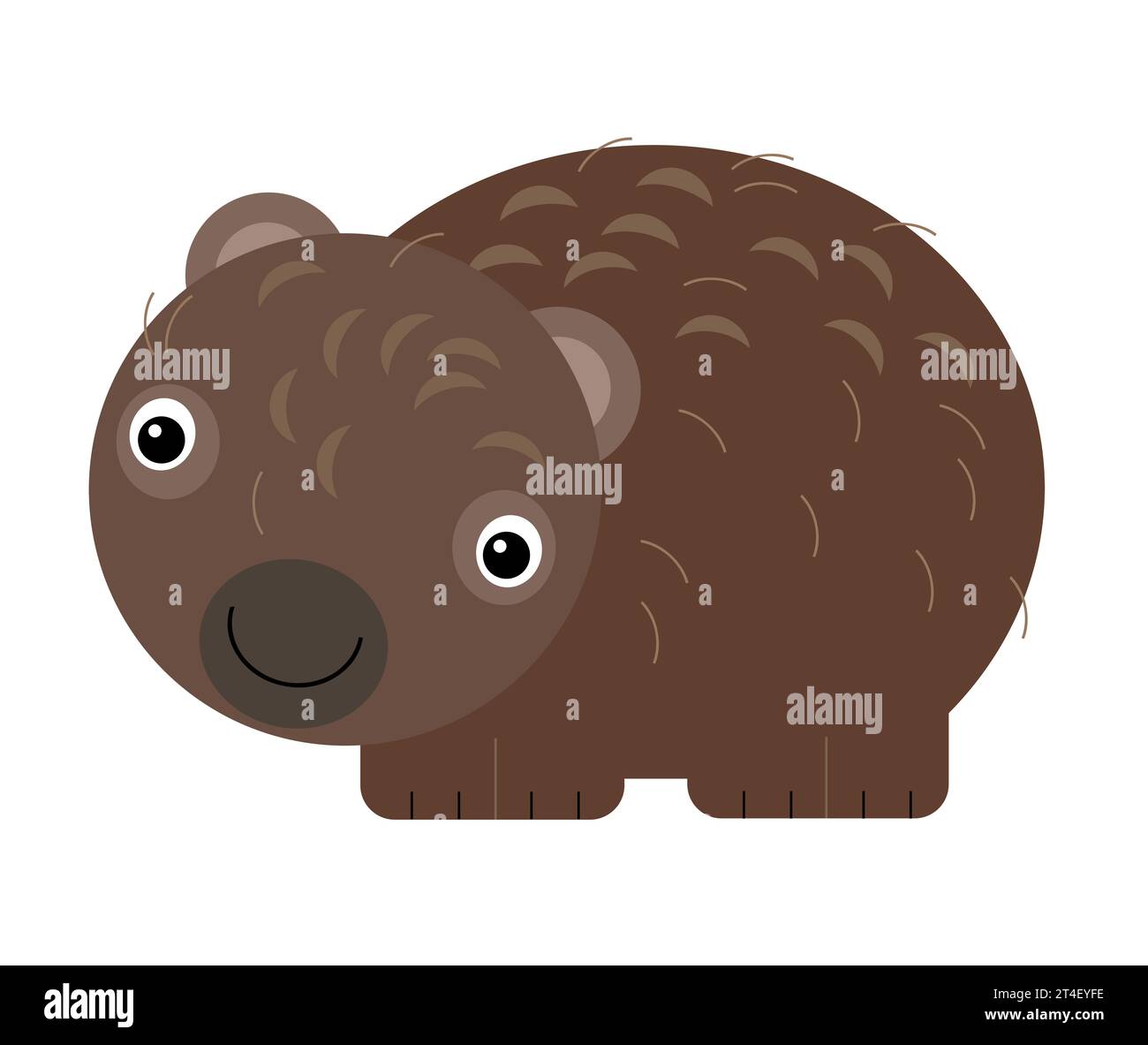 cartoon australian scene with happy and funny wombat on white ...