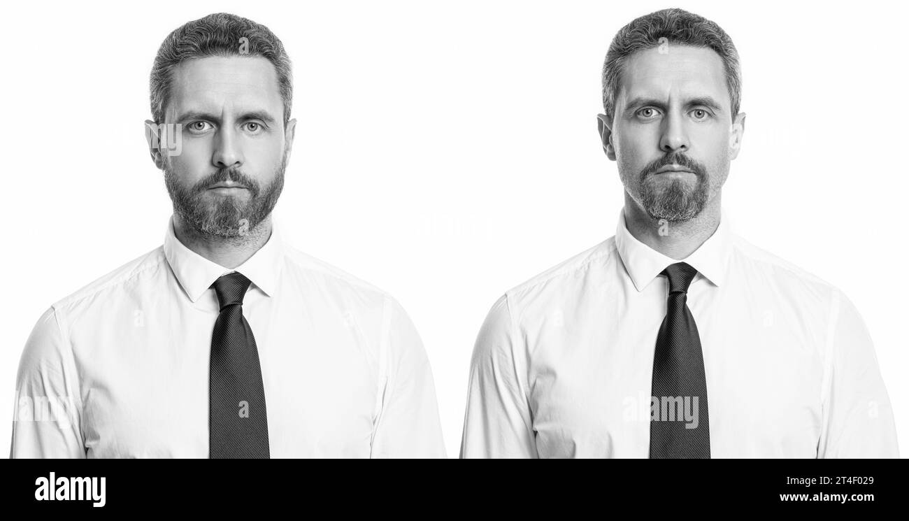 two man face stubble collage before and after on background. before and ...