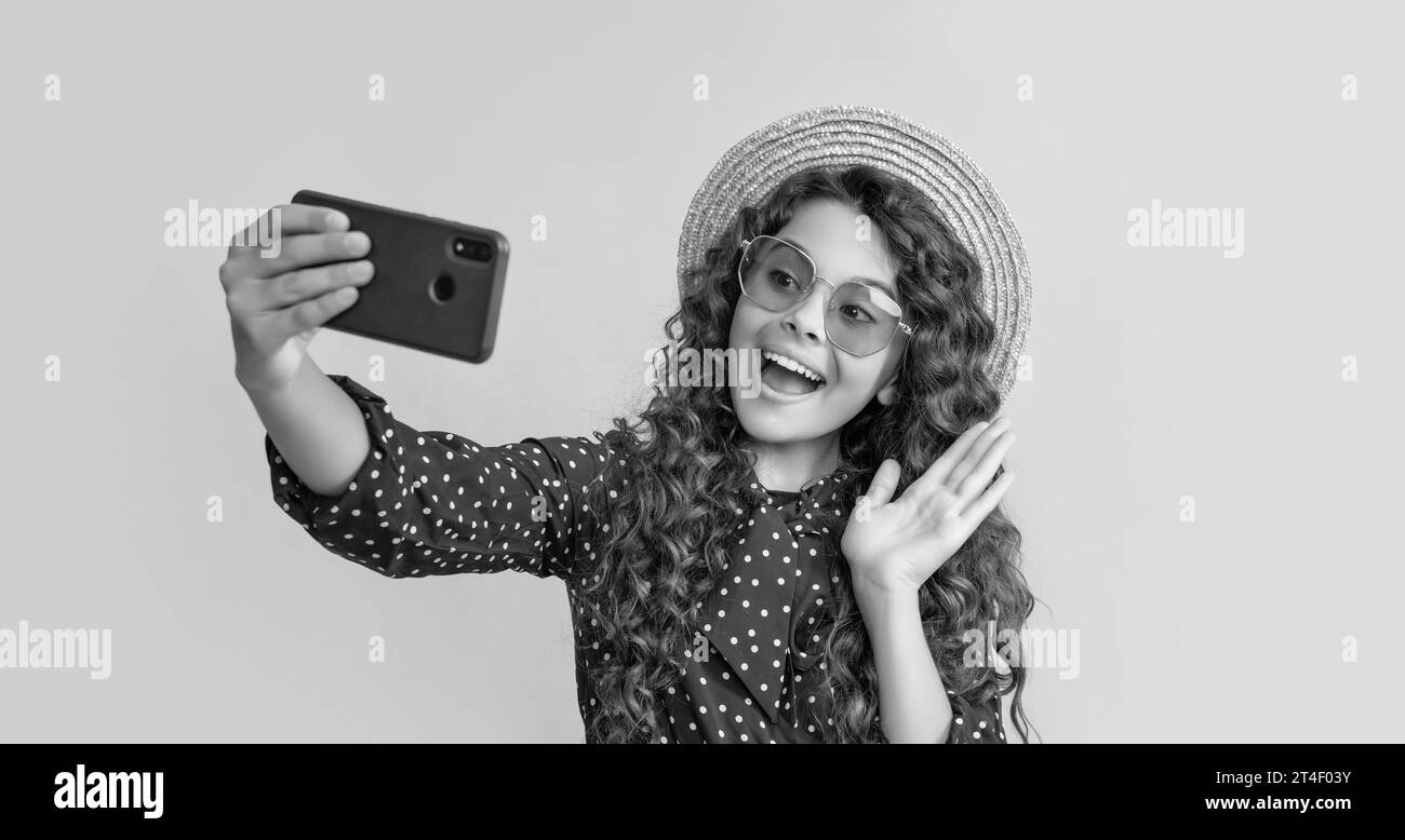 Happy kid girl curly Black and White Stock Photos & Images - Alamy