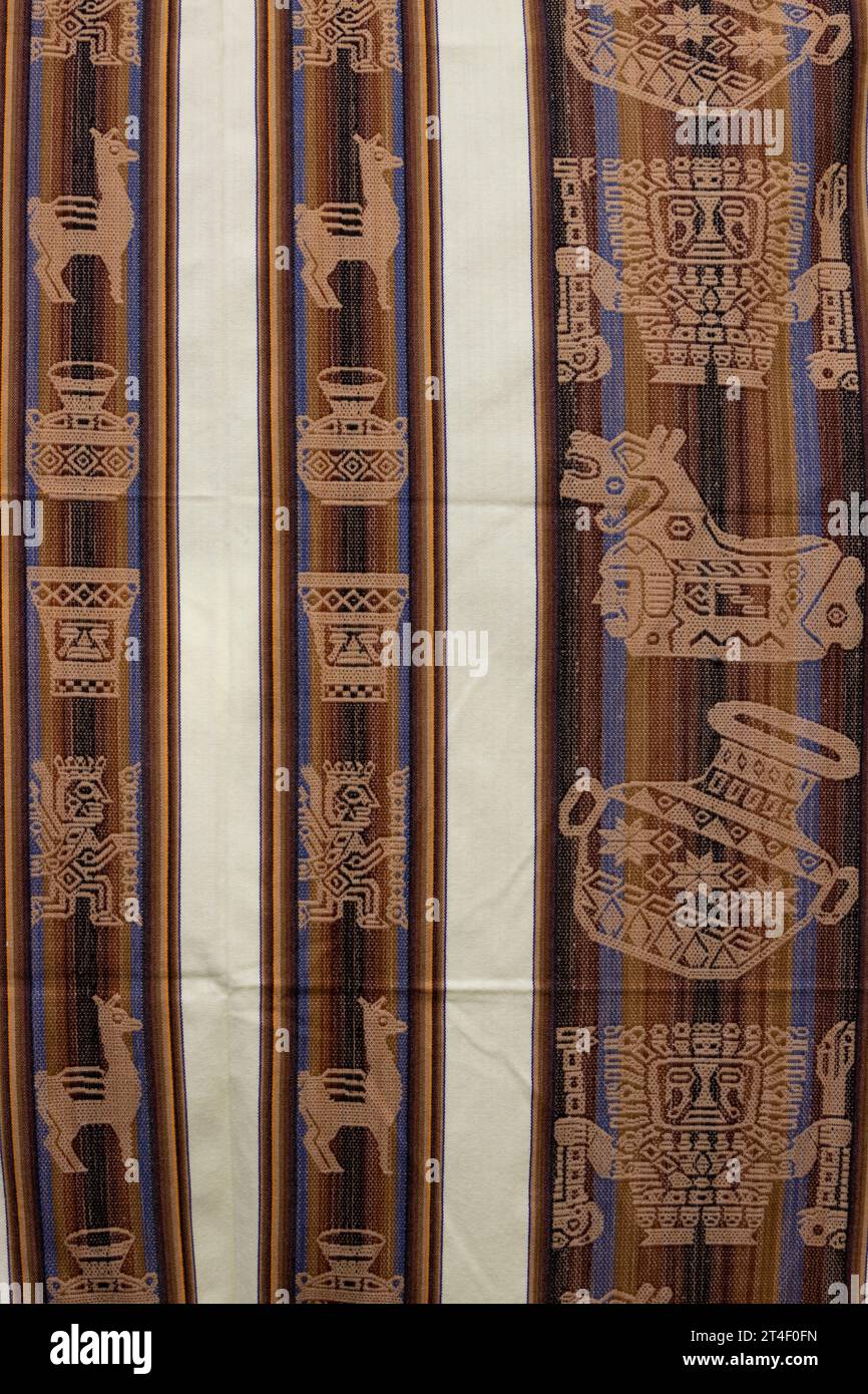 Textile, Andean fabric with Peruvian motifs Stock Photo - Alamy