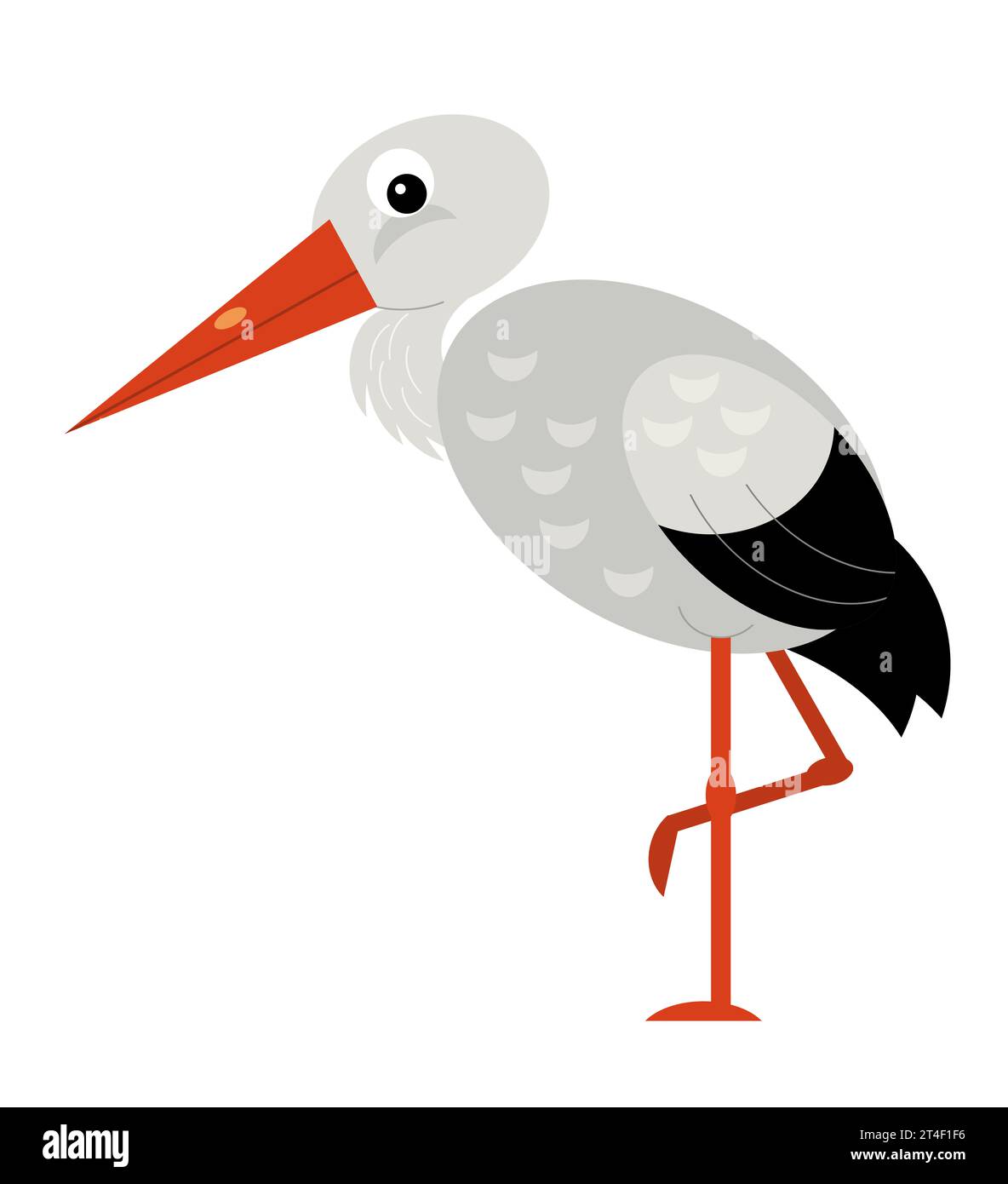 Cartoon animal bird stork on white background illustration for children ...